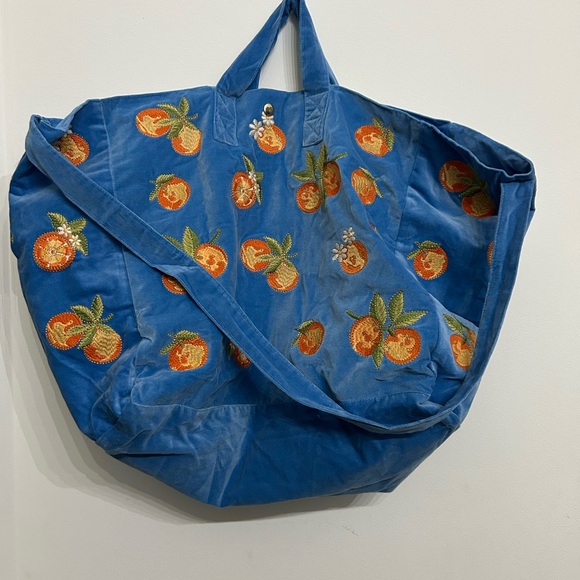 Elizabeth Scarlett | Bags | Elizabeth Scarlet Blue Velvet Tote Bag ...